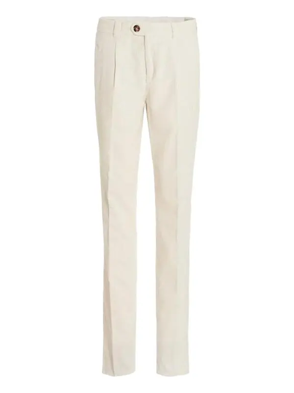 Brunello Cucinelli Corduroy Straight-leg Trousers - White