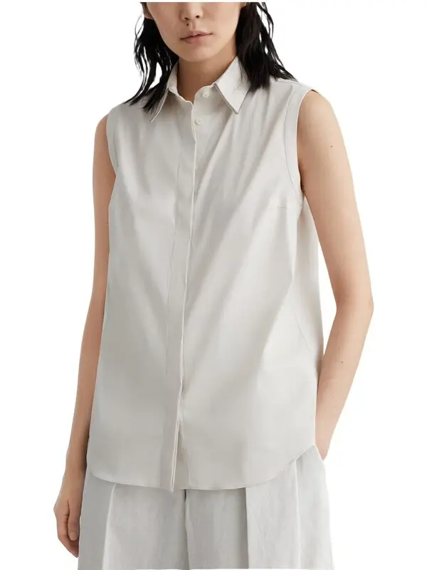 Brunello Cucinelli Sleeveless Shirt With Beaded Embellishment - Gray