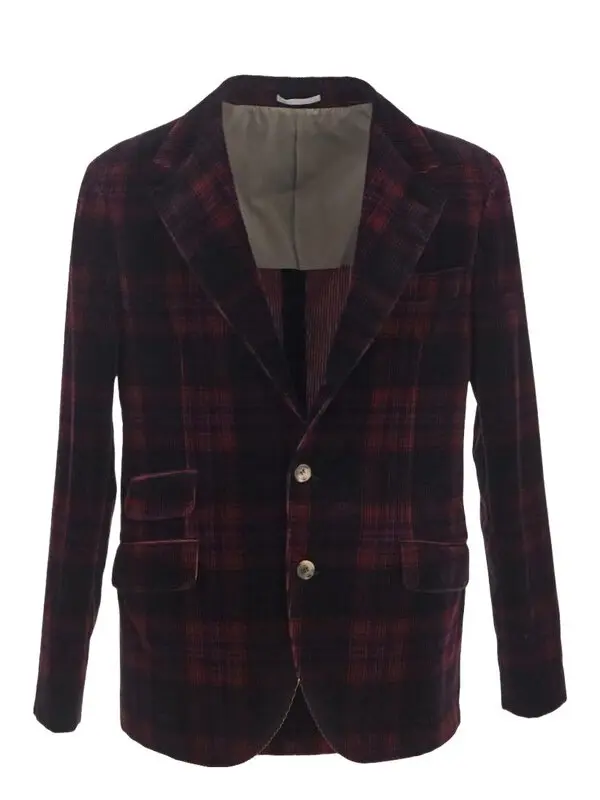 Brunello Cucinelli Prince Of Wales Check Corduroy Blazer - Black