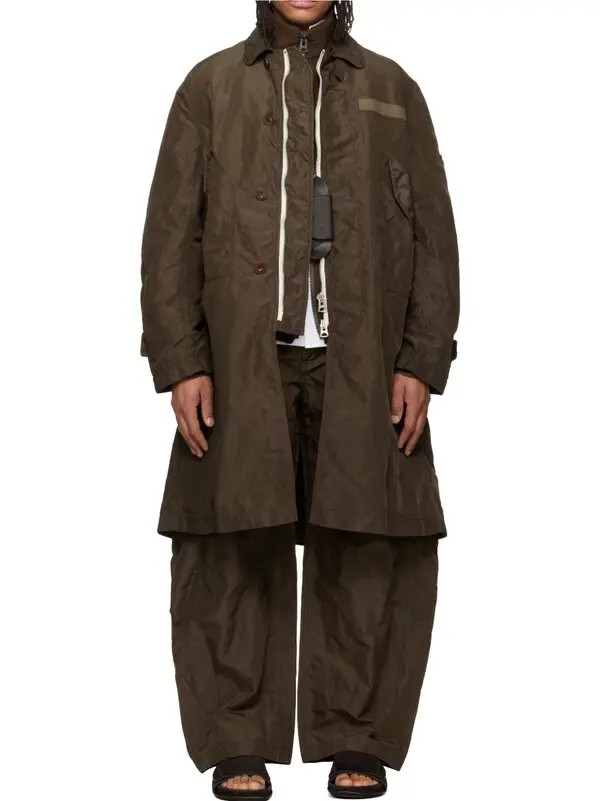 Sacai Collared Thermal Coat - Khaki