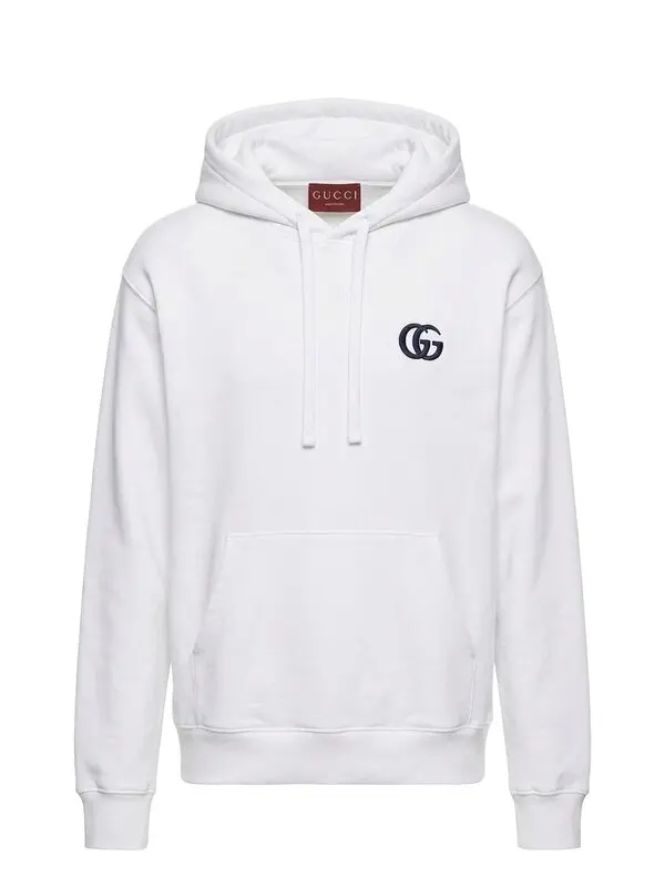 Gucci Logo Embroidered Drawstring Hoodie - White