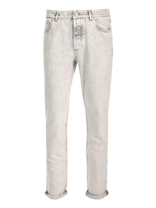 Brunello Cucinelli Mid-rise Tapered-leg Jeans - White