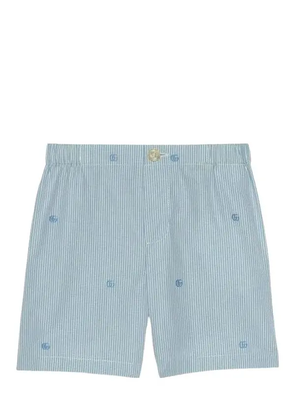 Gucci Striped Cotton Shorts With Logo Detail - Blue