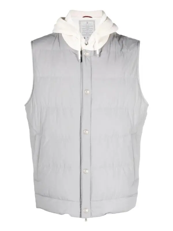 Brunello Cucinelli Contrasting Hooded Gilet - White