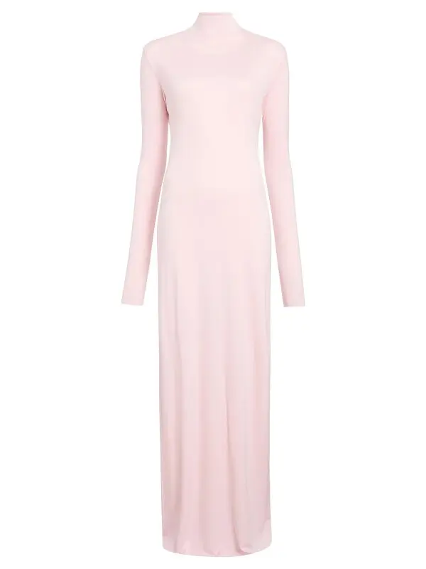 Khaite Long Sleeve High Neck Maxi Dress - Pale Pink