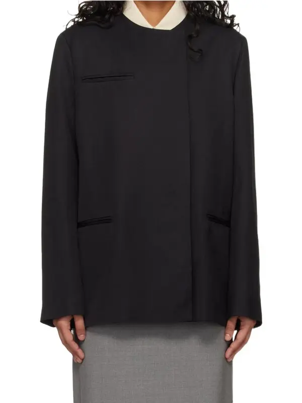 Loulou De Saison Bono Asymmetrical Welt Pocket Jacket - Black
