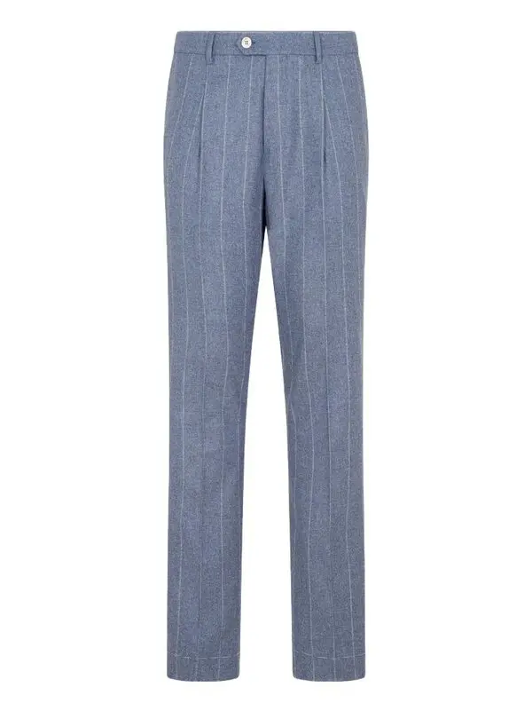 Brunello Cucinelli Tailored Pleated Trousers With Stripes - Gray