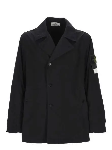 Stone Island Long-sleeved Button-up Coat - Blue