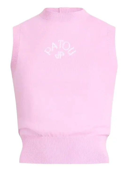 PATOU Logo Sleeveless Knitted Top - Pink