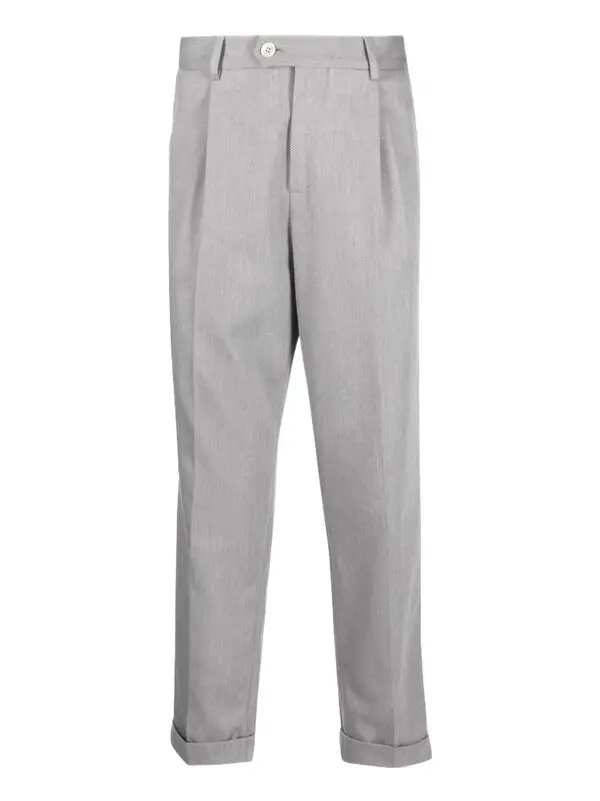 Brunello Cucinelli Pleated Cotton Trousers - Gray