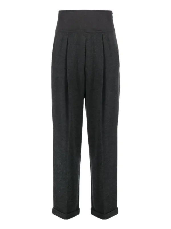Brunello Cucinelli Cashmere-blend Cropped Trousers With Pleats - Black