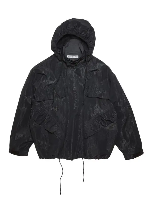 Acne Studios Logo Embroidered Hooded Jacket - Black