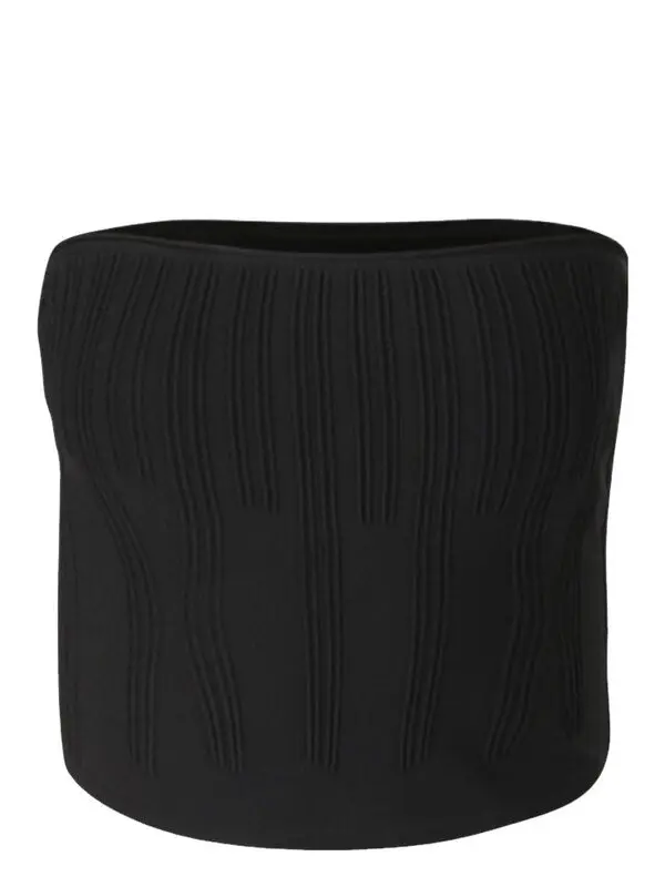 MUGLER Strapless Boning Detail Top - Black