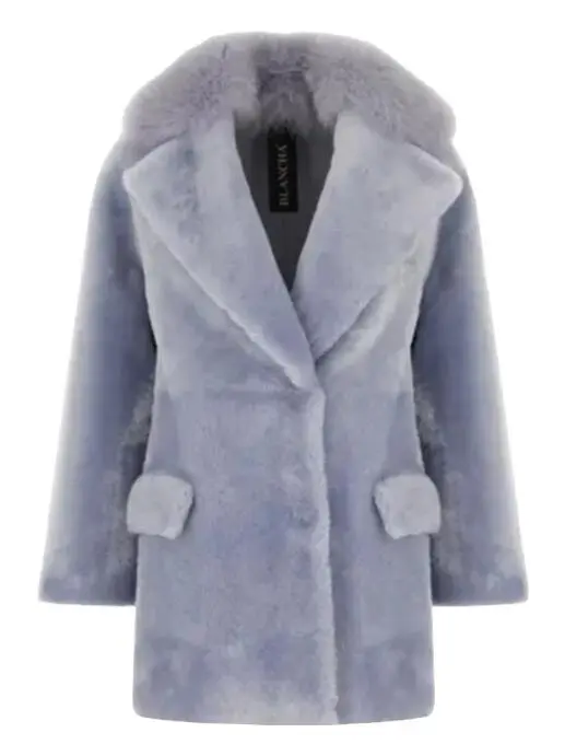 BLANCHA Long-sleeved Fur Coat - Purple