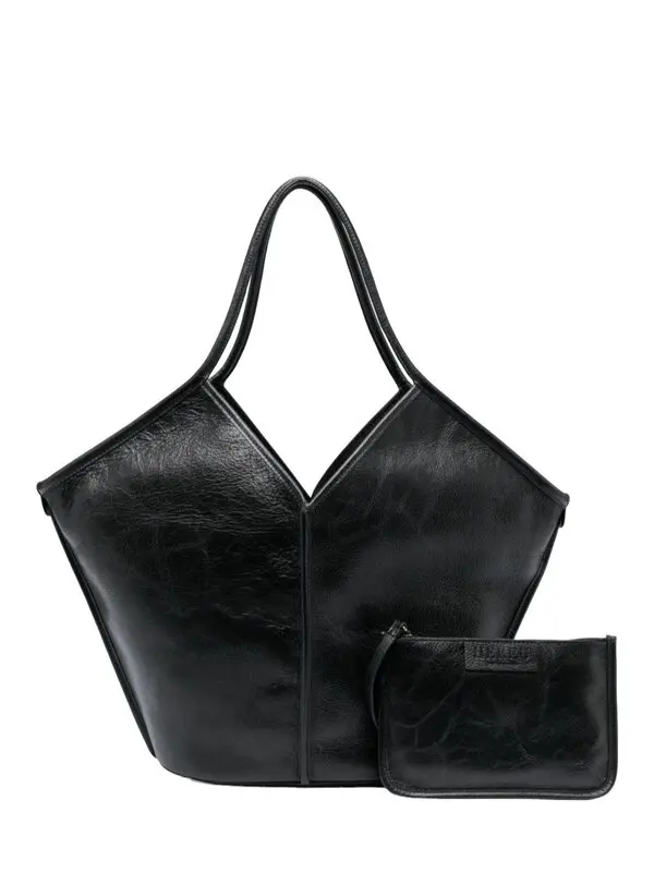 Hereu Calella Distressed Leather Tote Bag - Black