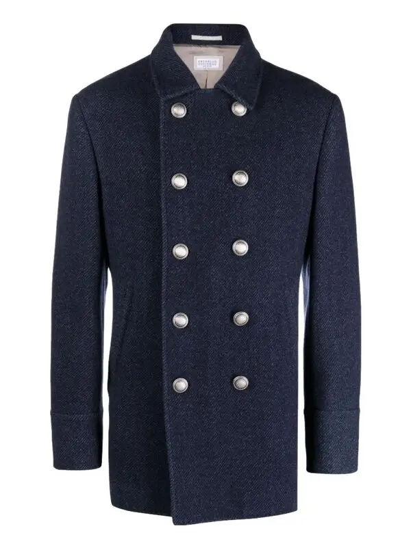 Brunello Cucinelli Double-breasted Virgin-wool Coat - Black