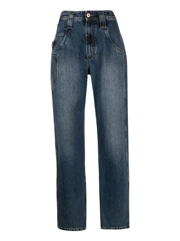 Brunello Cucinelli Fade Effect Straight Denim Trousers - Blue