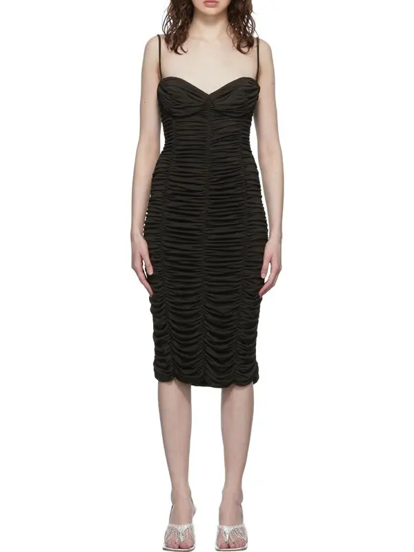 Magda Butrym Midi Dress With Sweetheart Neckline - Black