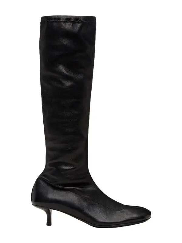 Marsèll Mid Calf Square Toe Zip Up Boots - Black