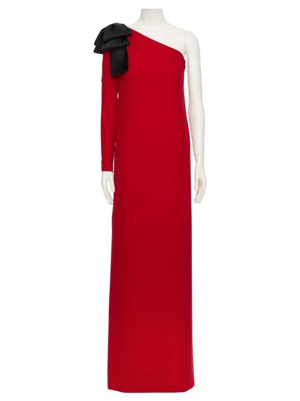Valentino Garavani One-shoulder Bow Maxi Dress - Red