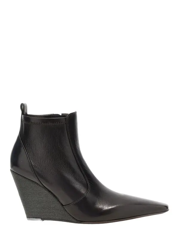 Brunello Cucinelli Heeled Wedge Ankle Boots - Brown