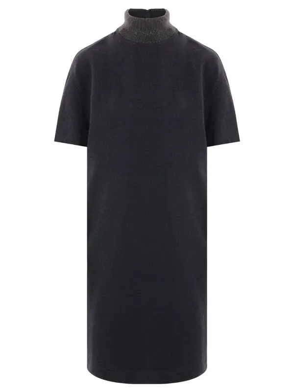 Brunello Cucinelli Monili Chain Detail Midi Dress - Black