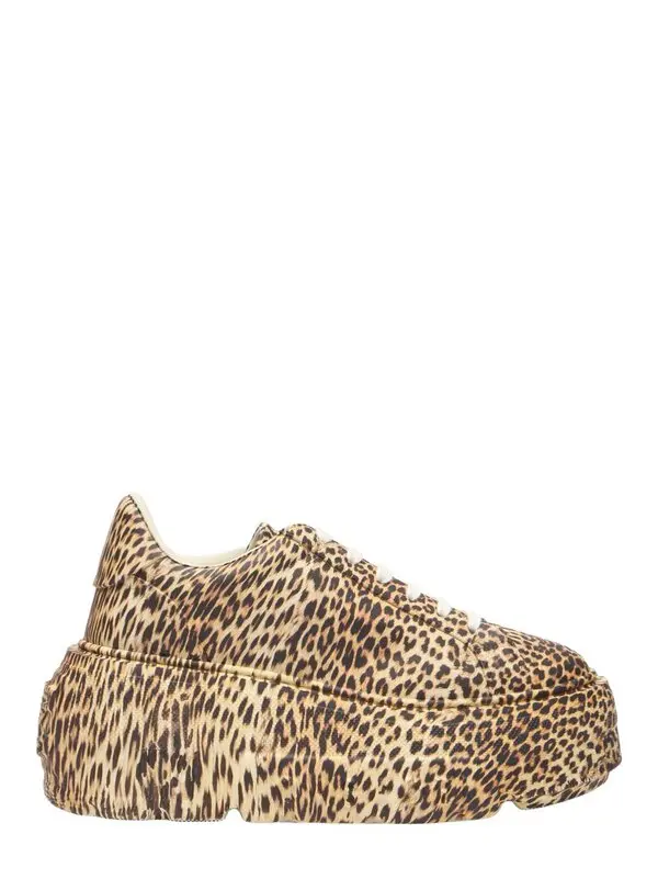 Casadei Nexus Platform Sneakers In Leopard Print - Nude