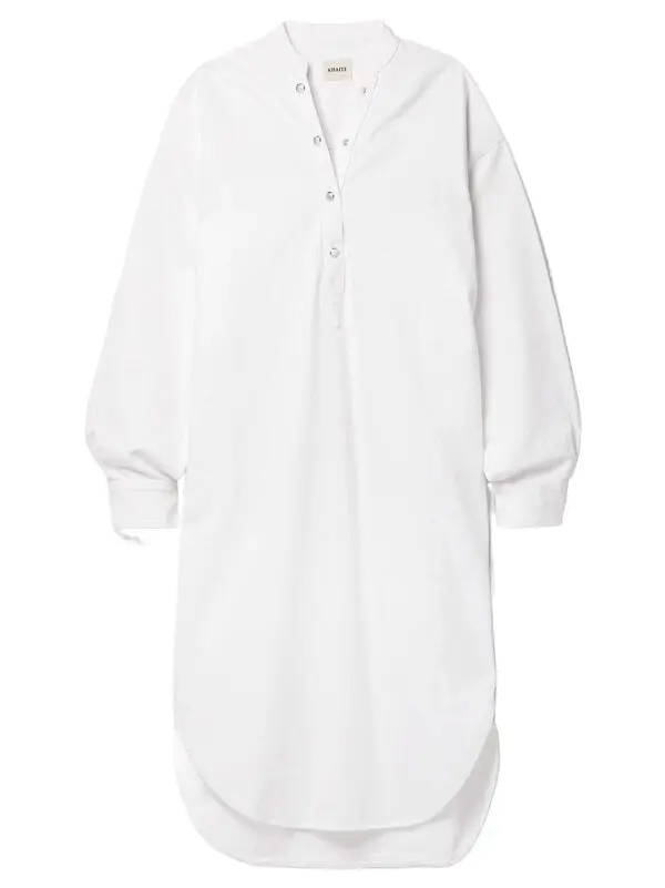 Khaite Seffi Denim Midi Shirt Dress - White