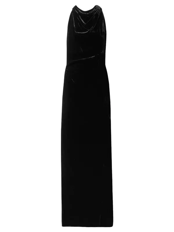 Proenza Schouler Backless Velvet Dress With Hanging Neckline And Twisted Straps - Black