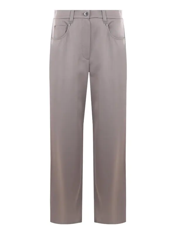 Brunello Cucinelli Embellished Wide-leg Trousers - Grey