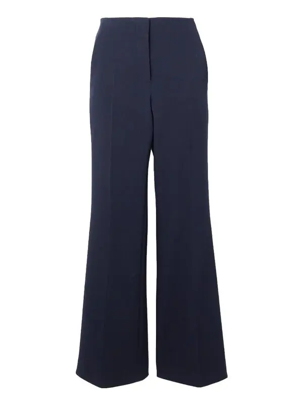 THE ROW Navy Blue Logo Wool Twill Flared Dress Pants - Black