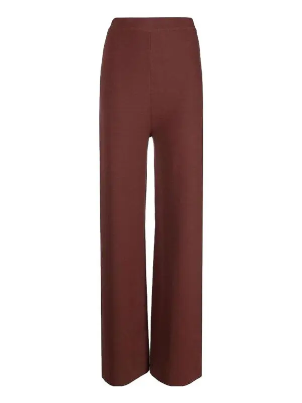 Nanushka Straight-leg Knitted Trousers In Mahogany Brown - Red