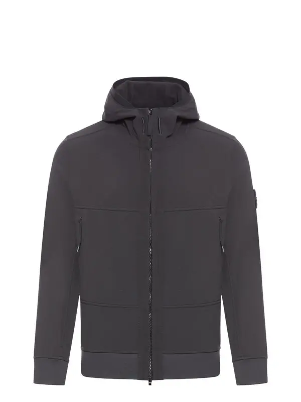 Stone Island Zip-up Hooded Jacket - Black