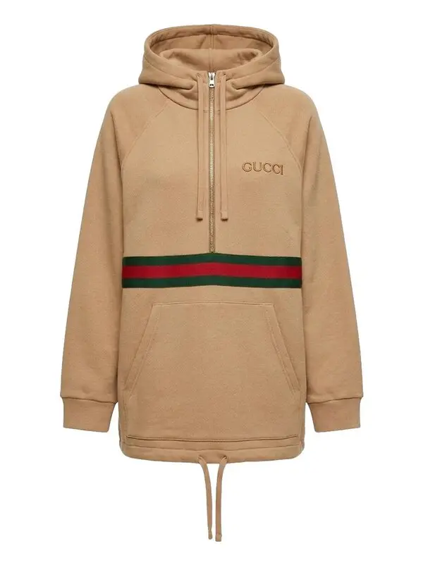 Gucci Jersey Hooded Sweatshirt Dress - Beige