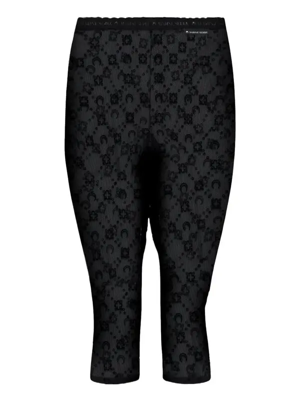 MARINE SERRE Monogram Mesh Capri Pants - Black