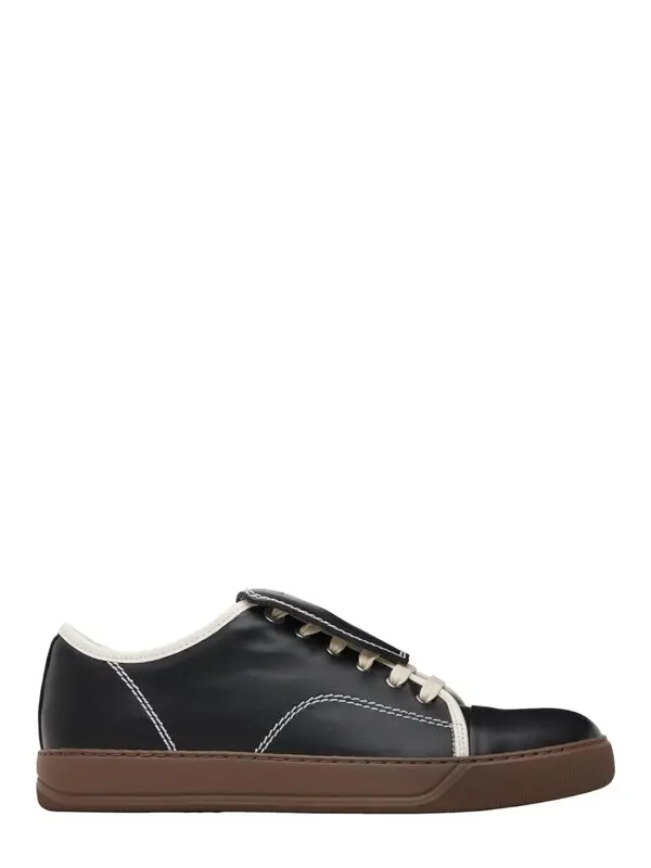 LANVIN Leather Tongue Sneakers - Black/off-white