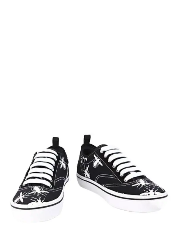 Dior Lace-up Low-top Casual Sneakers With Printed Motif - White