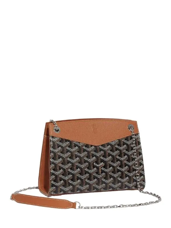 Goyard Printed Shoulder Bag With Chain Strap - Black