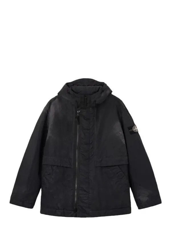 Stone Island Hooded Logo Patch Jacket - Black