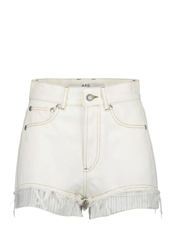 A.p.c. Versailles Layered Denim Shorts With Raw Edge Hem - White
