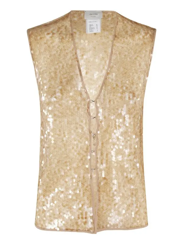 ALYSI V-neck Sequin-embellished Sleeveless Top - Golden