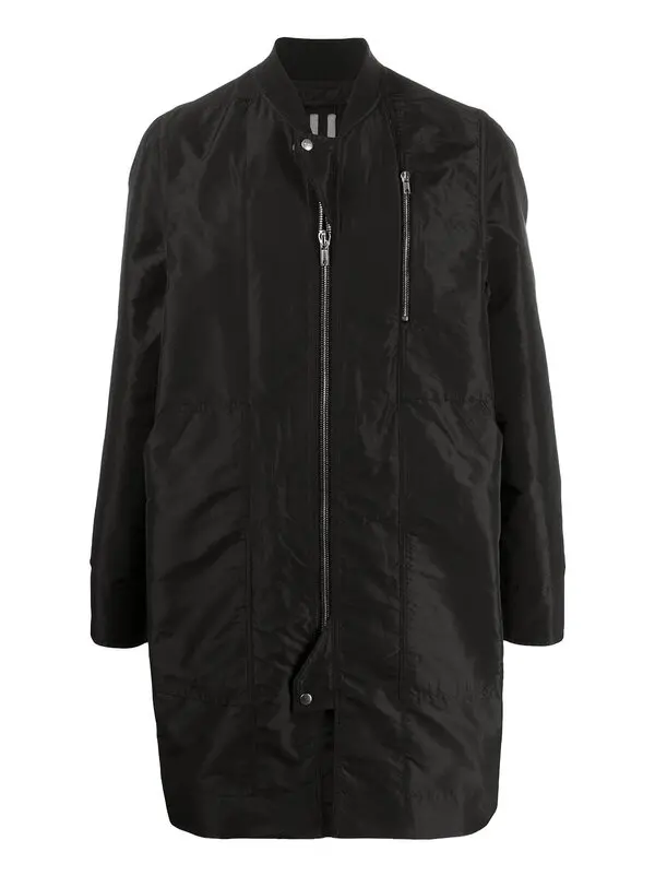 Rick Owens Wool Long Pilot Jacket - Black