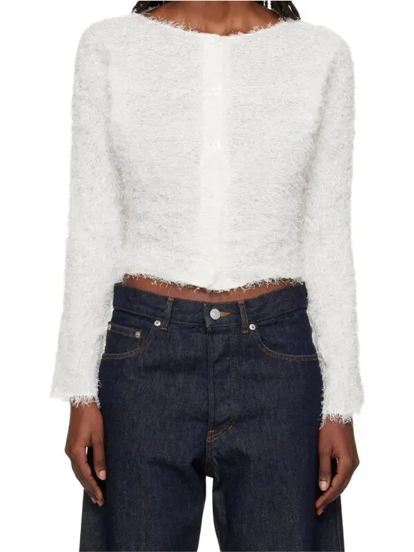 Issey Miyake Fuzzy Pleats Button-down Knitwear - White