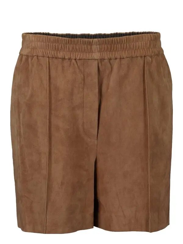 Brunello Cucinelli Suede Shorts With Pleated Detailing - Brown