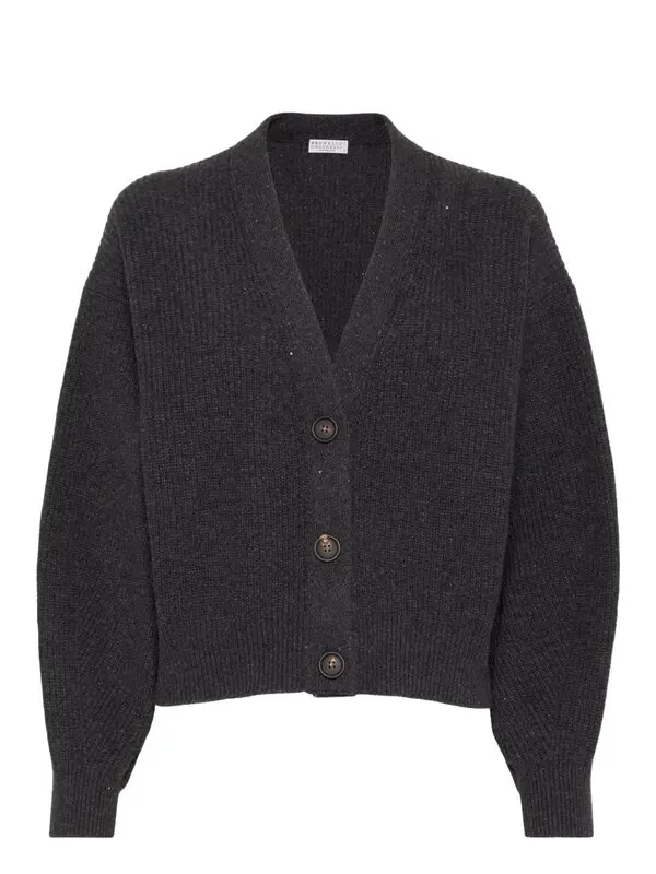 Brunello Cucinelli Sequin Embellished V-neck Cardigan - Black
