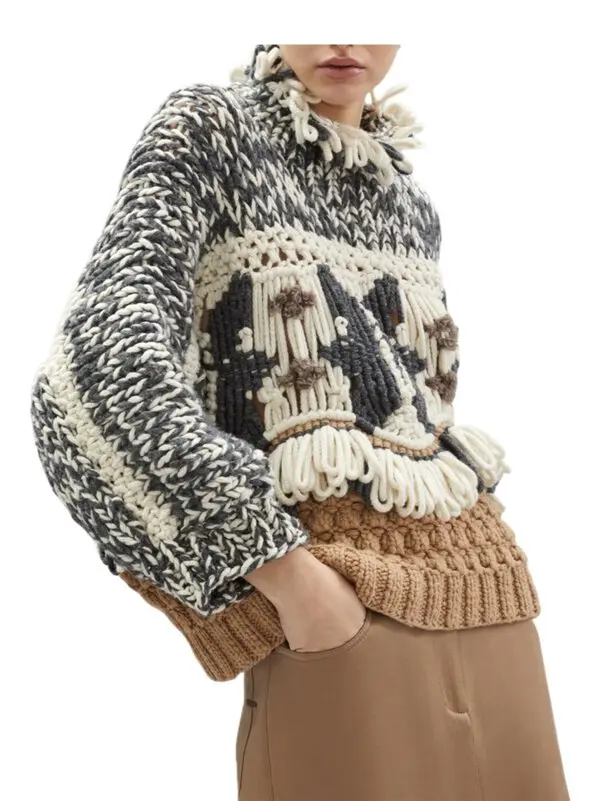 Brunello Cucinelli Fringed Chunky-knit Cashmere Jumper - Multicolor