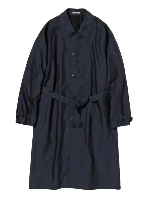 Auralee Long-sleeved Collared Trench Coat - Black