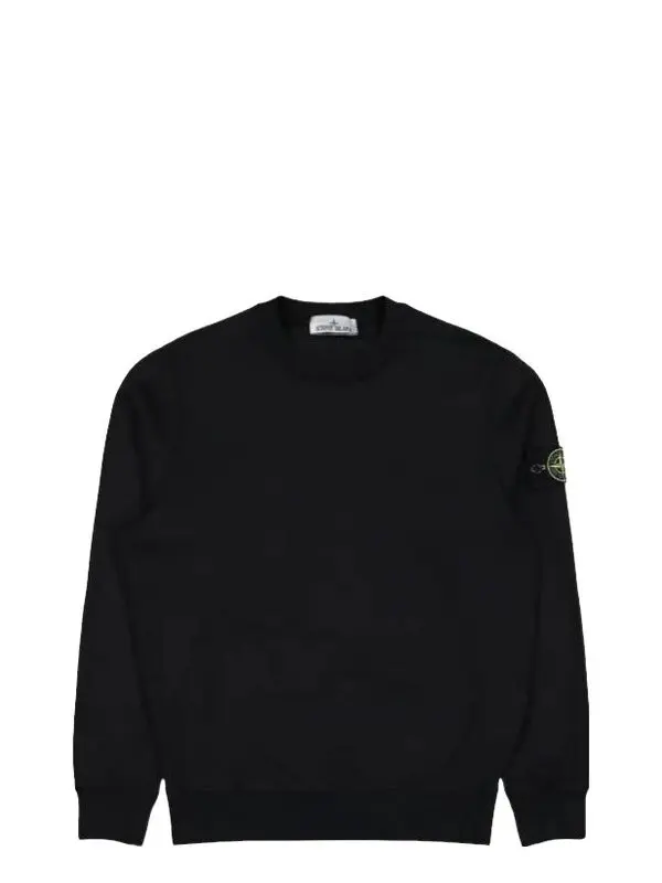 Stone Island Logo Badge Organic Cotton Sweatshirt - Black
