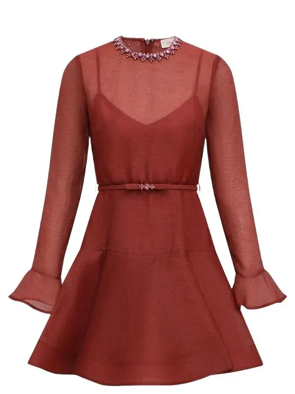 Zimmermann Alchemy Peplum Mini Dress - Lipstick