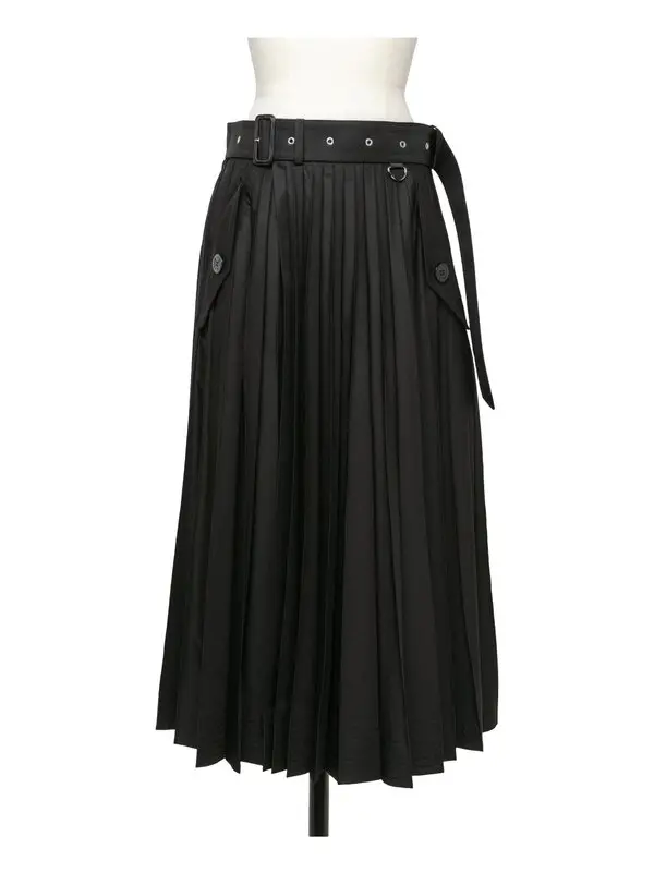 Sacai Belted Pleated Midi Skirt - Black